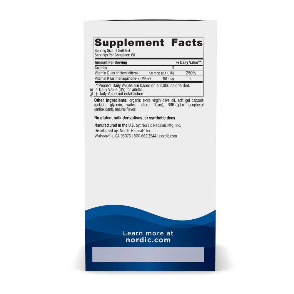 Vitamin D3 K2 softgels for immunity