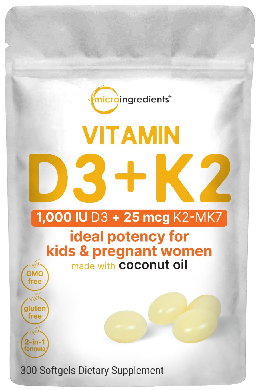Vitamin D3 K2 softgels for immunity
