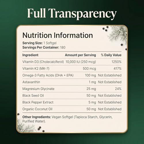 Vitamin D3 K2 softgels for overall vitality