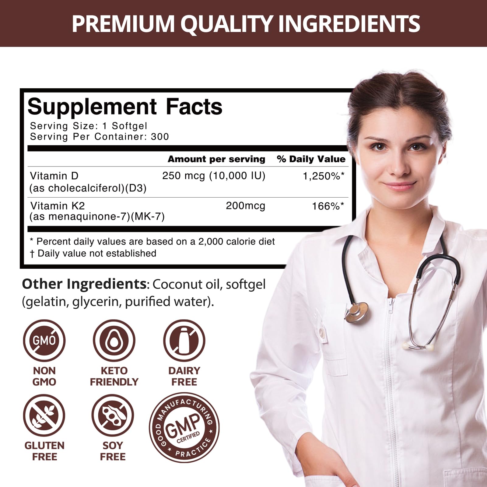 Vitamin D3 K2 with 10,000 IU strength