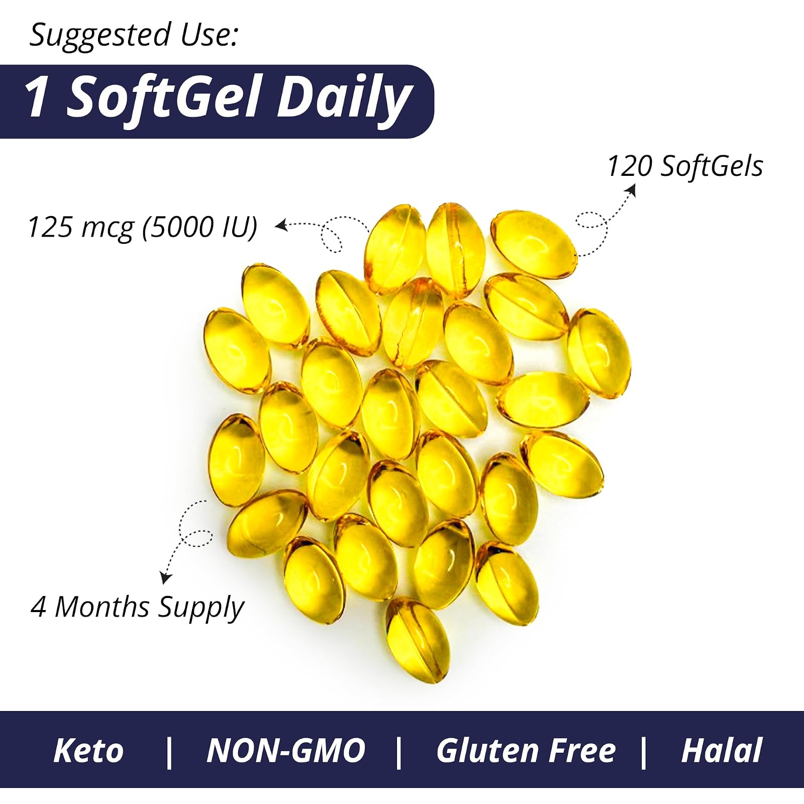 Vitamin D3 softgels for daily wellness