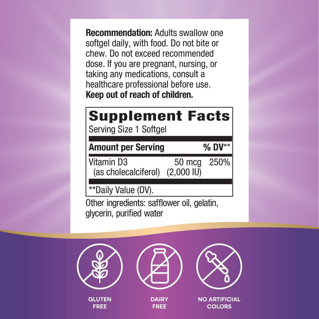 Vitamin D3 softgels for daily wellness