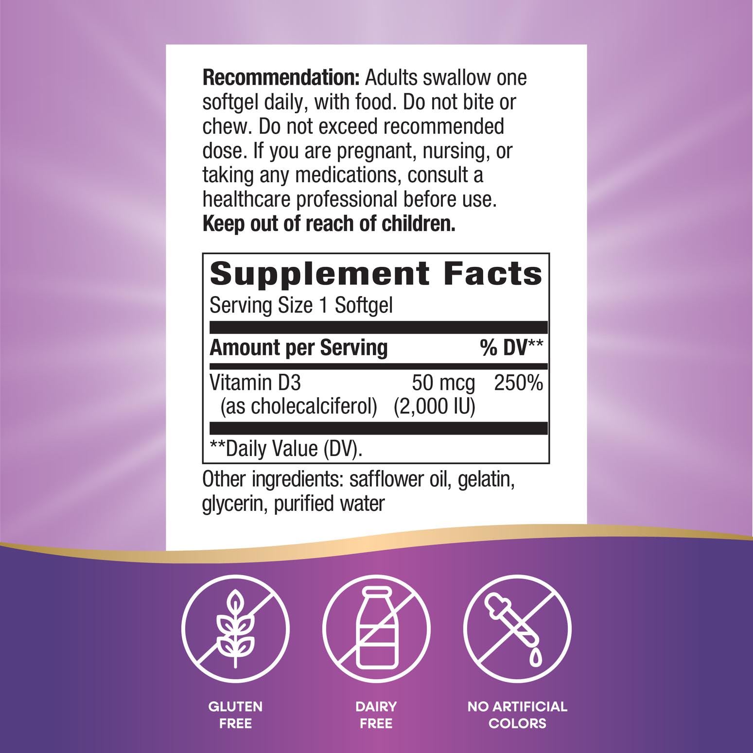 Vitamin D3 softgels for daily wellness