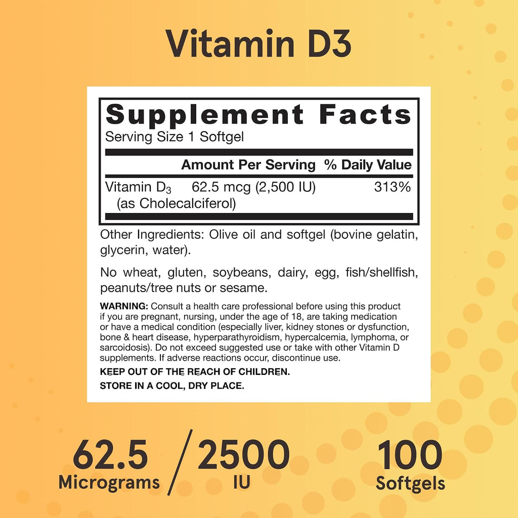 Vitamin D3 softgels for energy boost