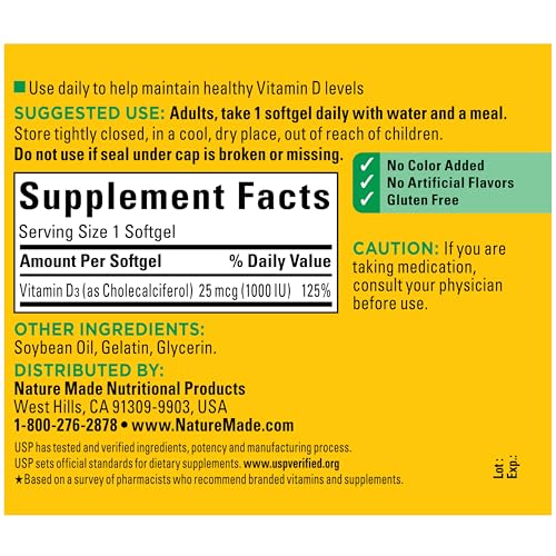 Vitamin D3 softgels for energy