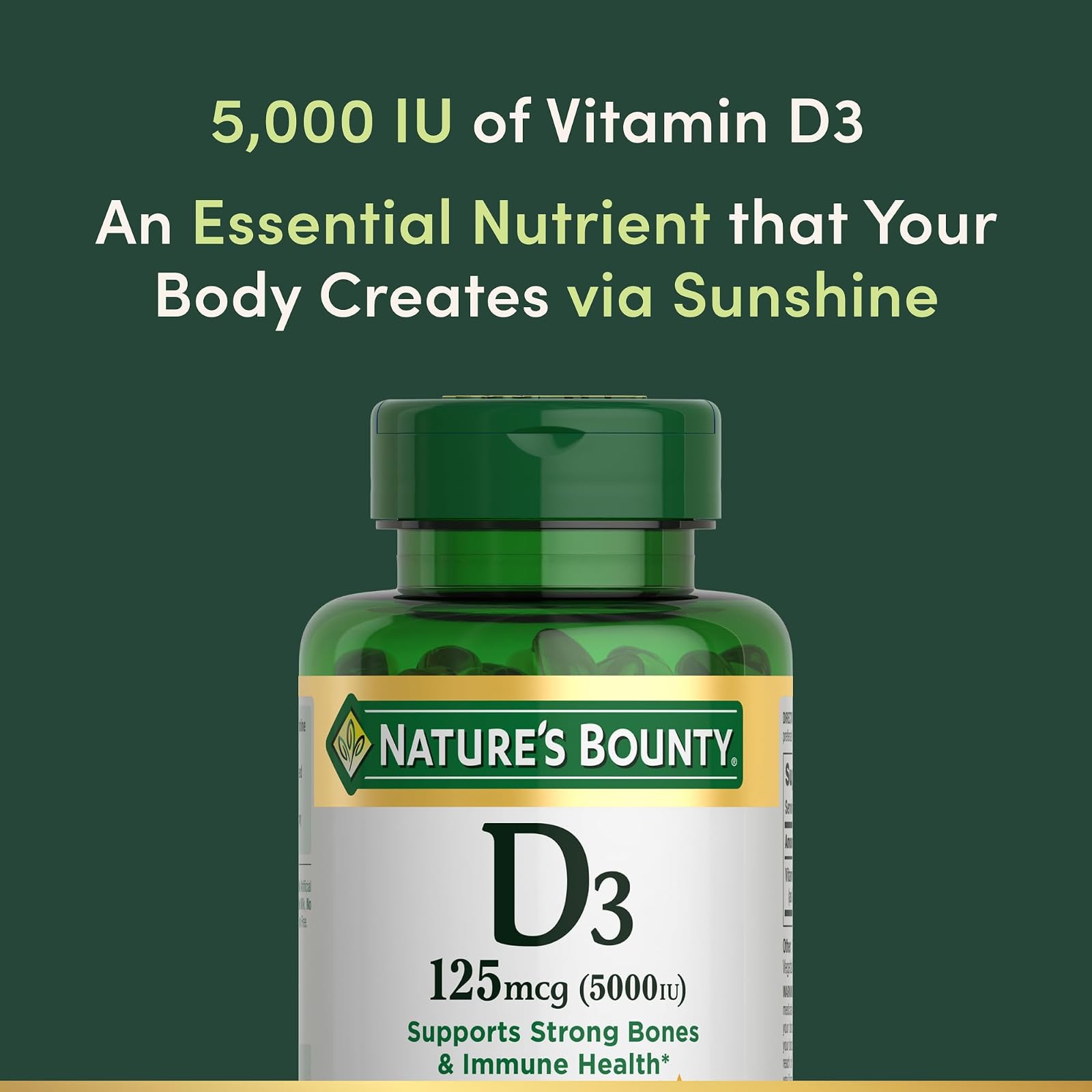 Vitamin D3 softgels for immune support