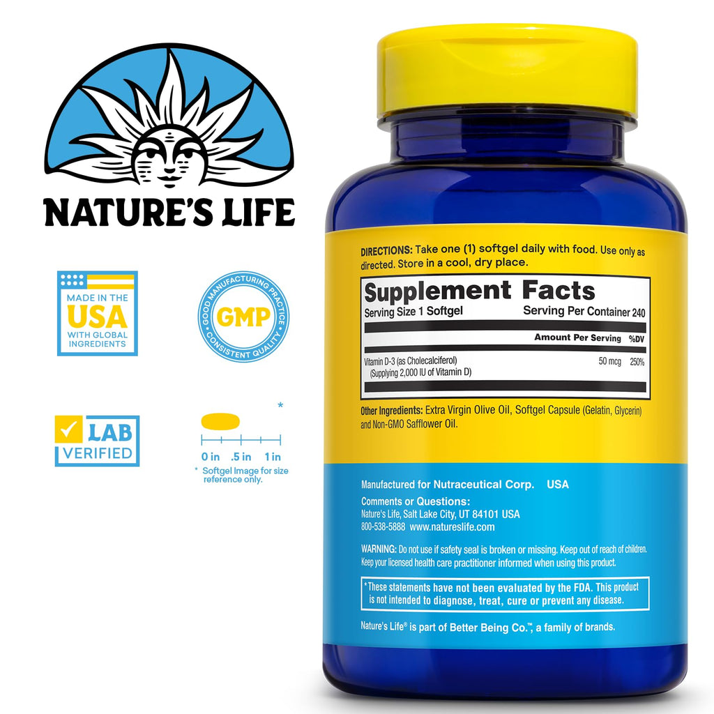 Vitamin D3 softgels for immune support