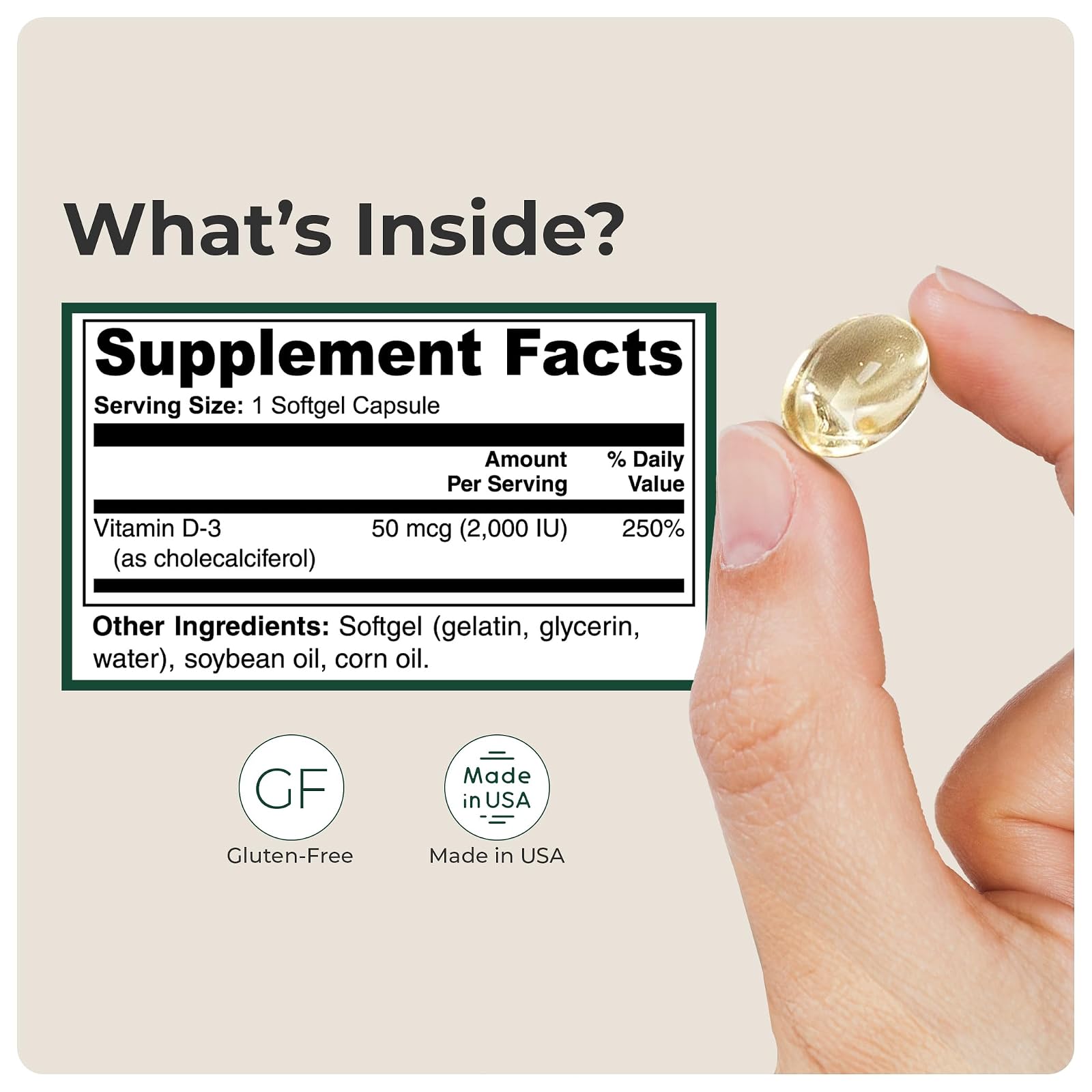 Vitamin D3 softgels for mood support