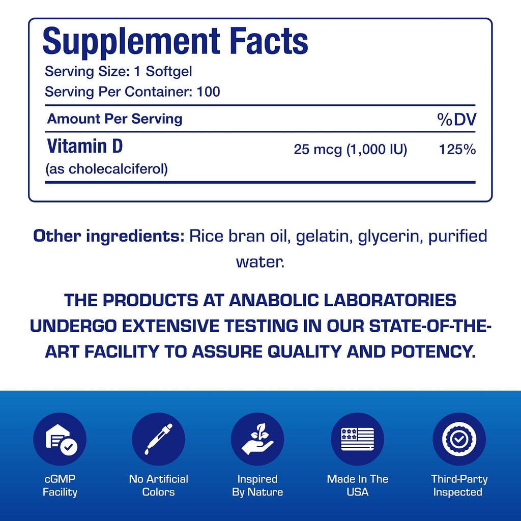 Vitamin D3 softgels for overall wellness