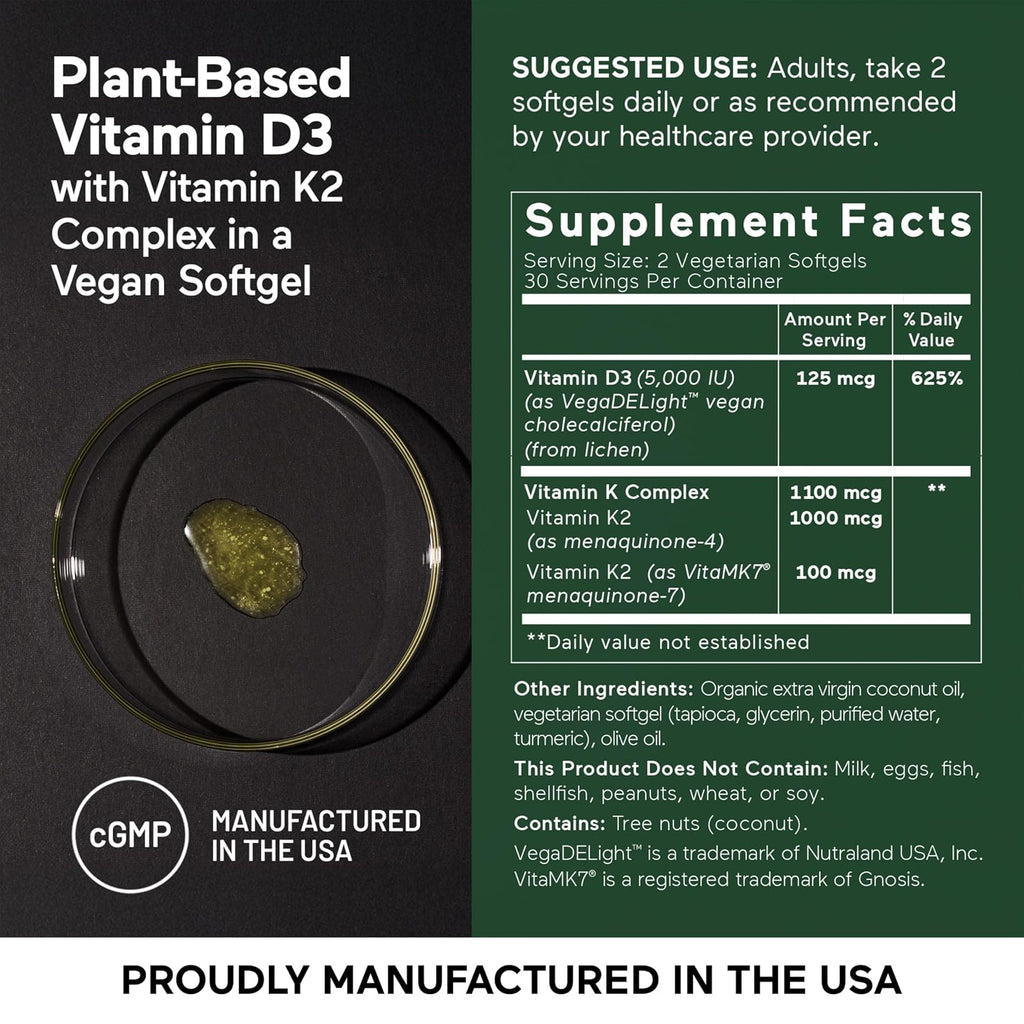 Vitamin D3 with K2 for absorption