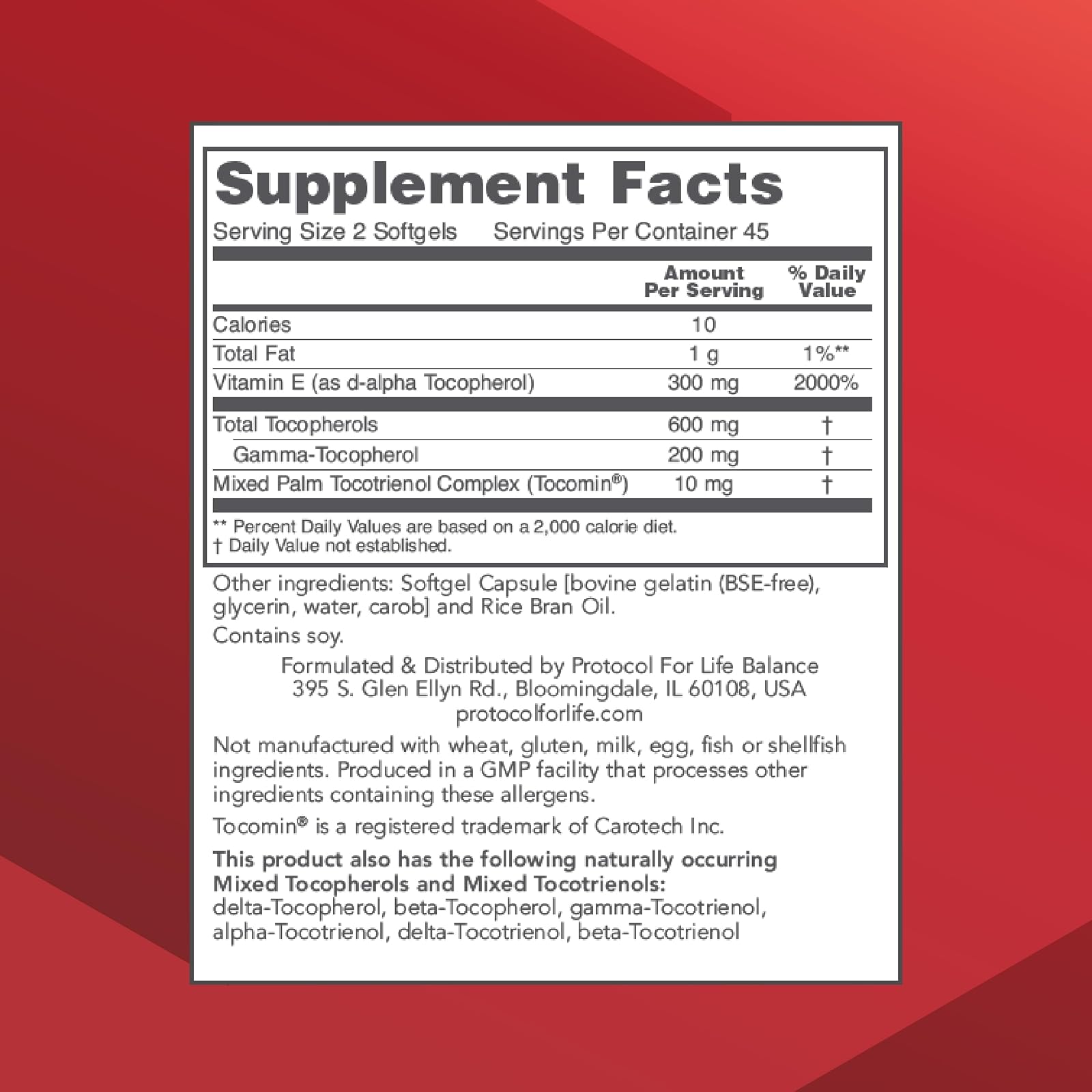 Vitamin E antioxidant support