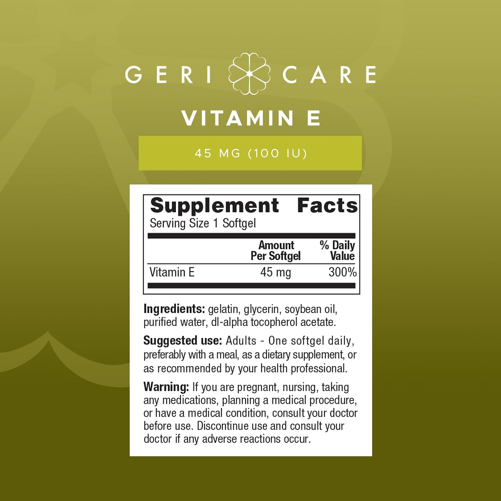 Vitamin E dietary supplement for adults