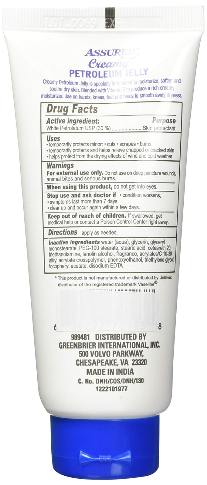Vitamin E enriched hand cream for dry skin