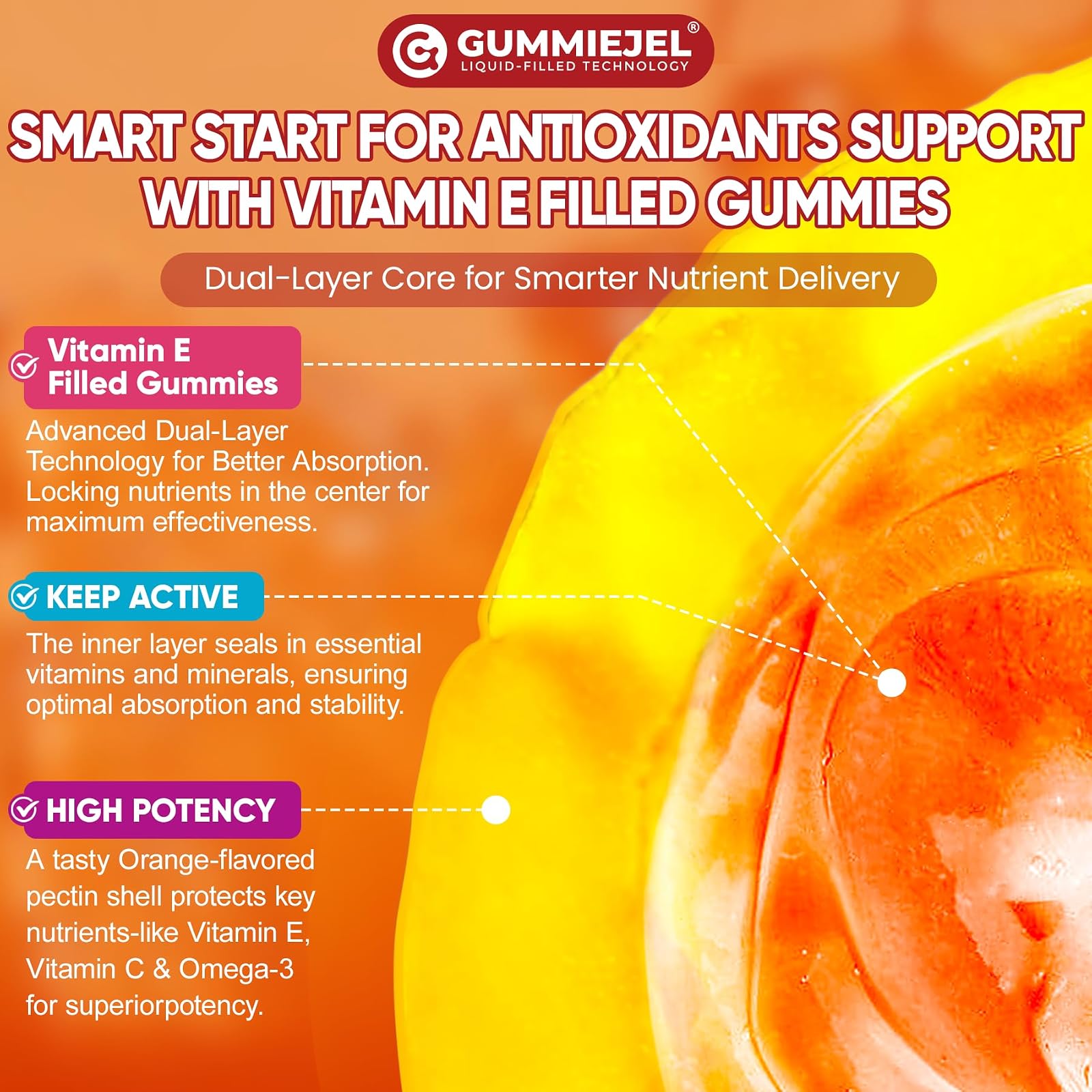 Vitamin E gummies for antioxidant protection