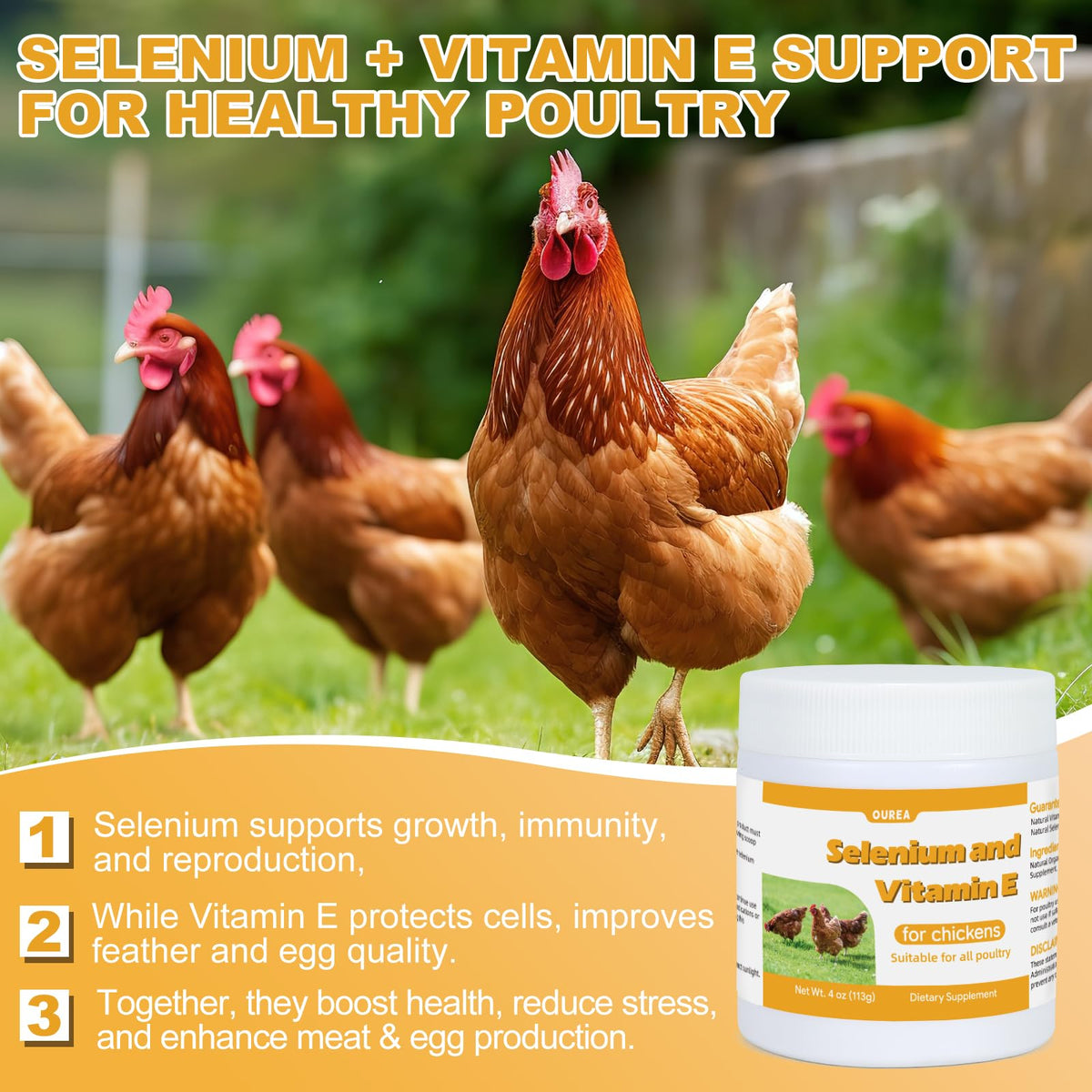 Vitamin E powder for healthier chickens