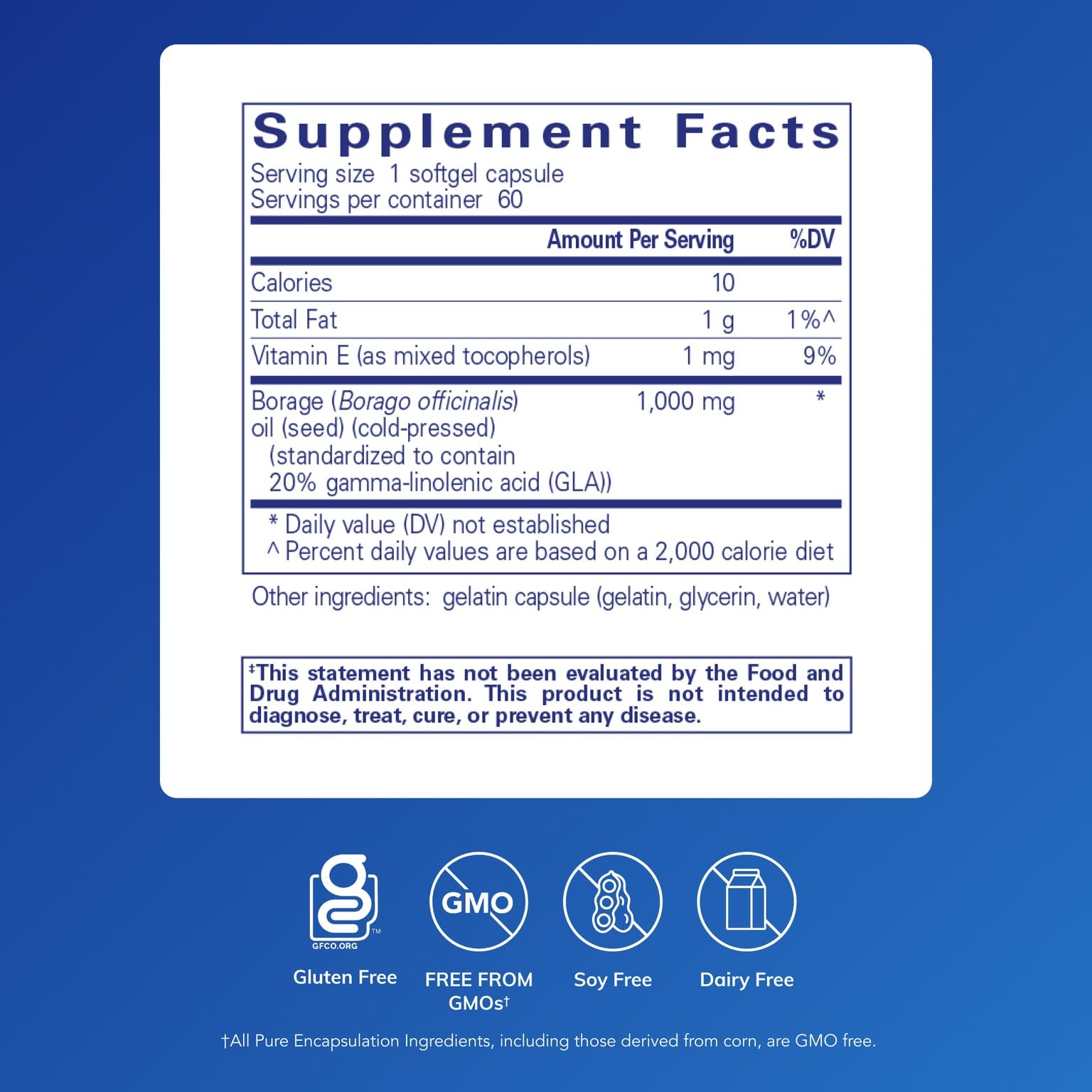 Vitamin E rich borage oil capsules