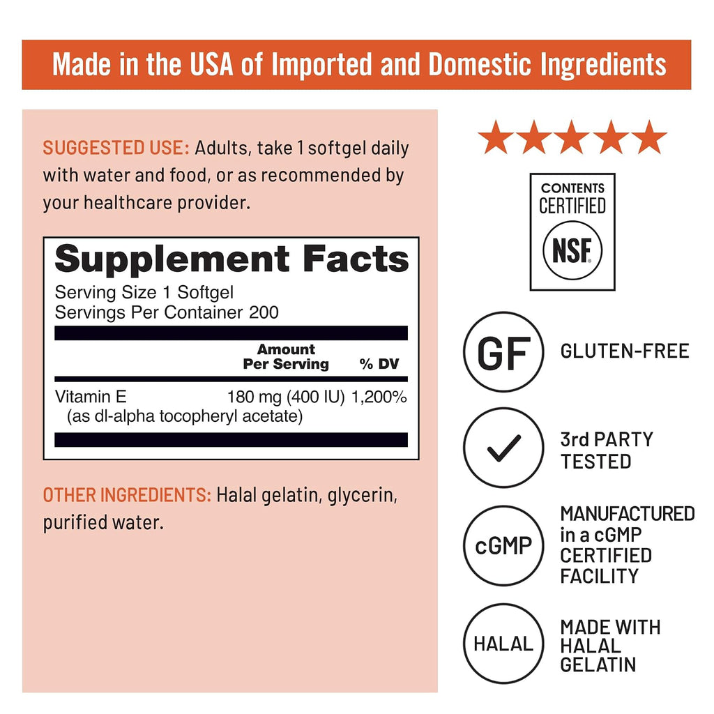 Vitamin E softgels for immune function