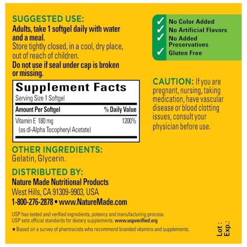 Vitamin E softgels for overall vitality