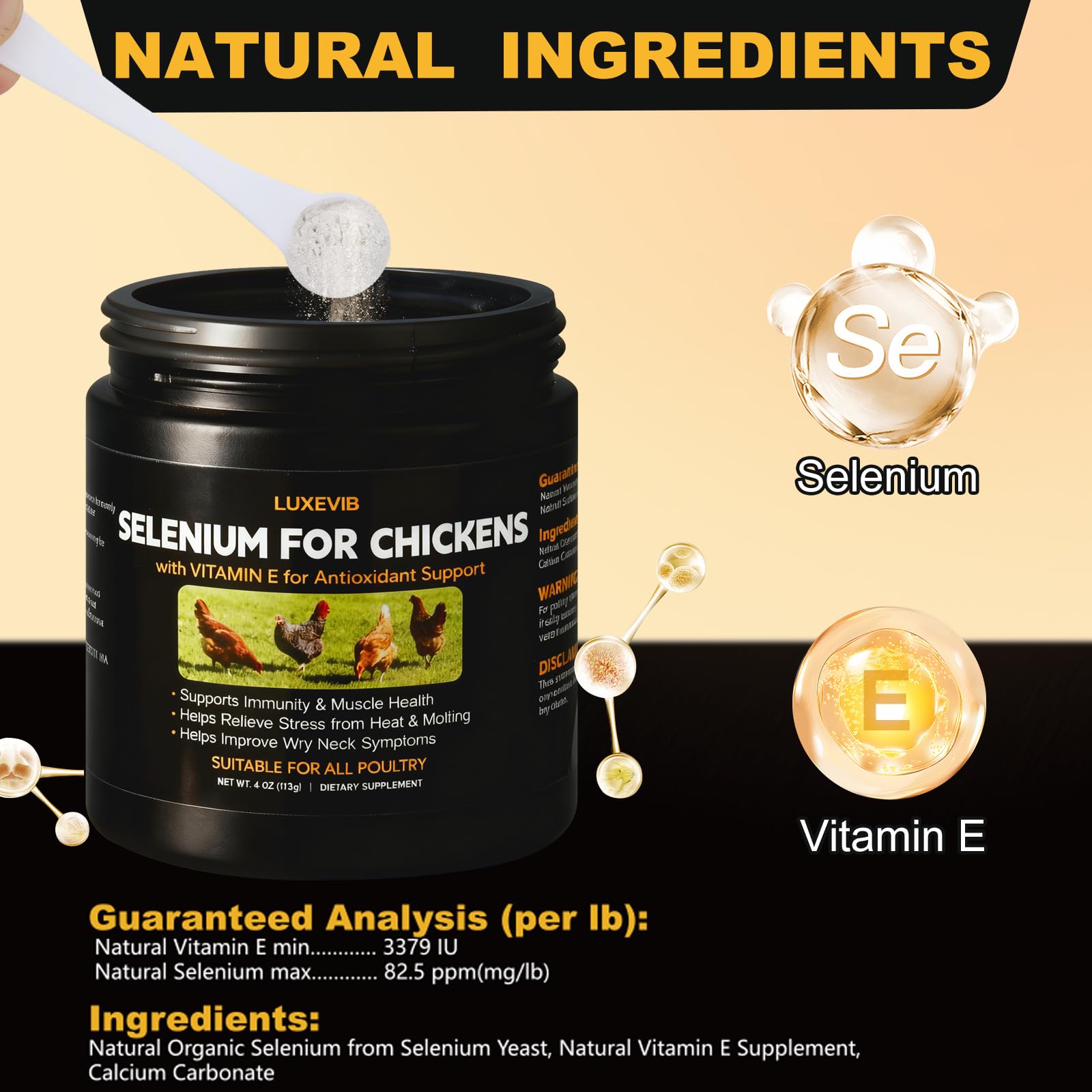 Vitamin E supplement for chickens