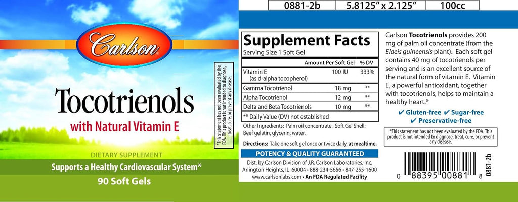Vitamin E tocotrienols antioxidant support