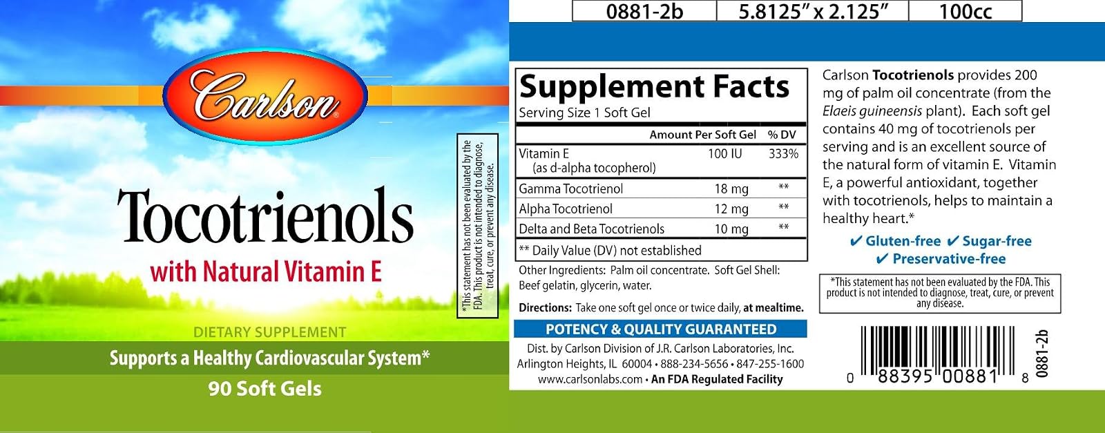 Vitamin E tocotrienols antioxidant support