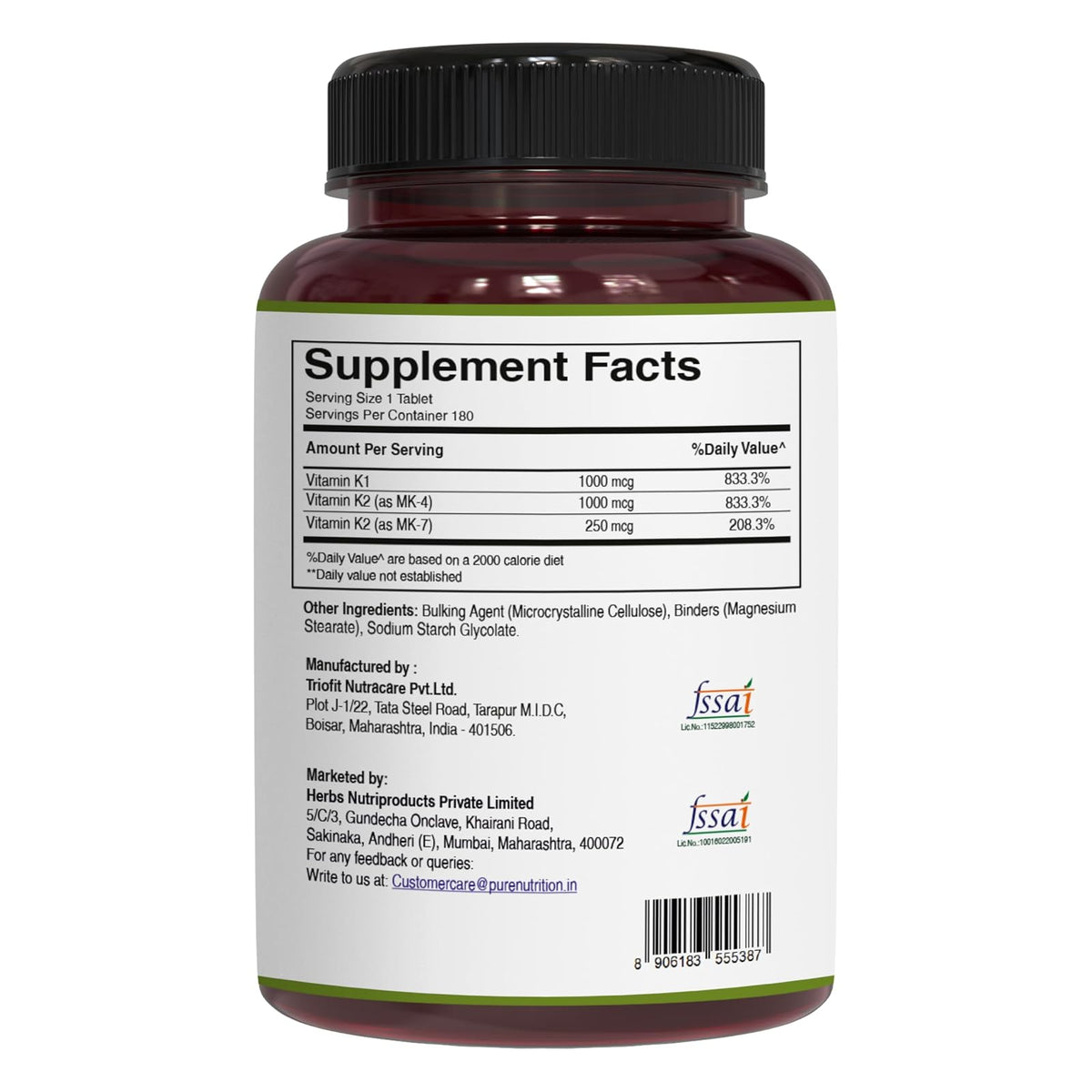 Vitamin K1 and K2 health benefits