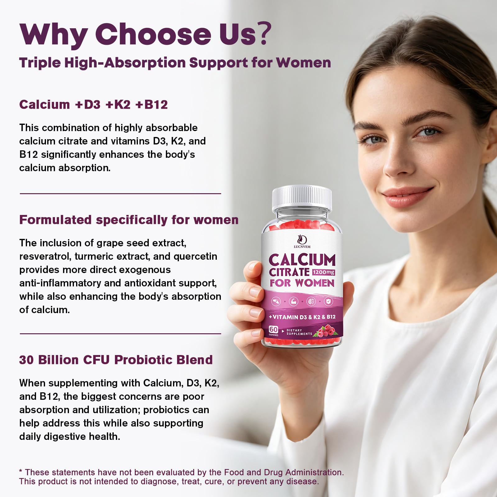 Vitamin K2 and B12 calcium gummies