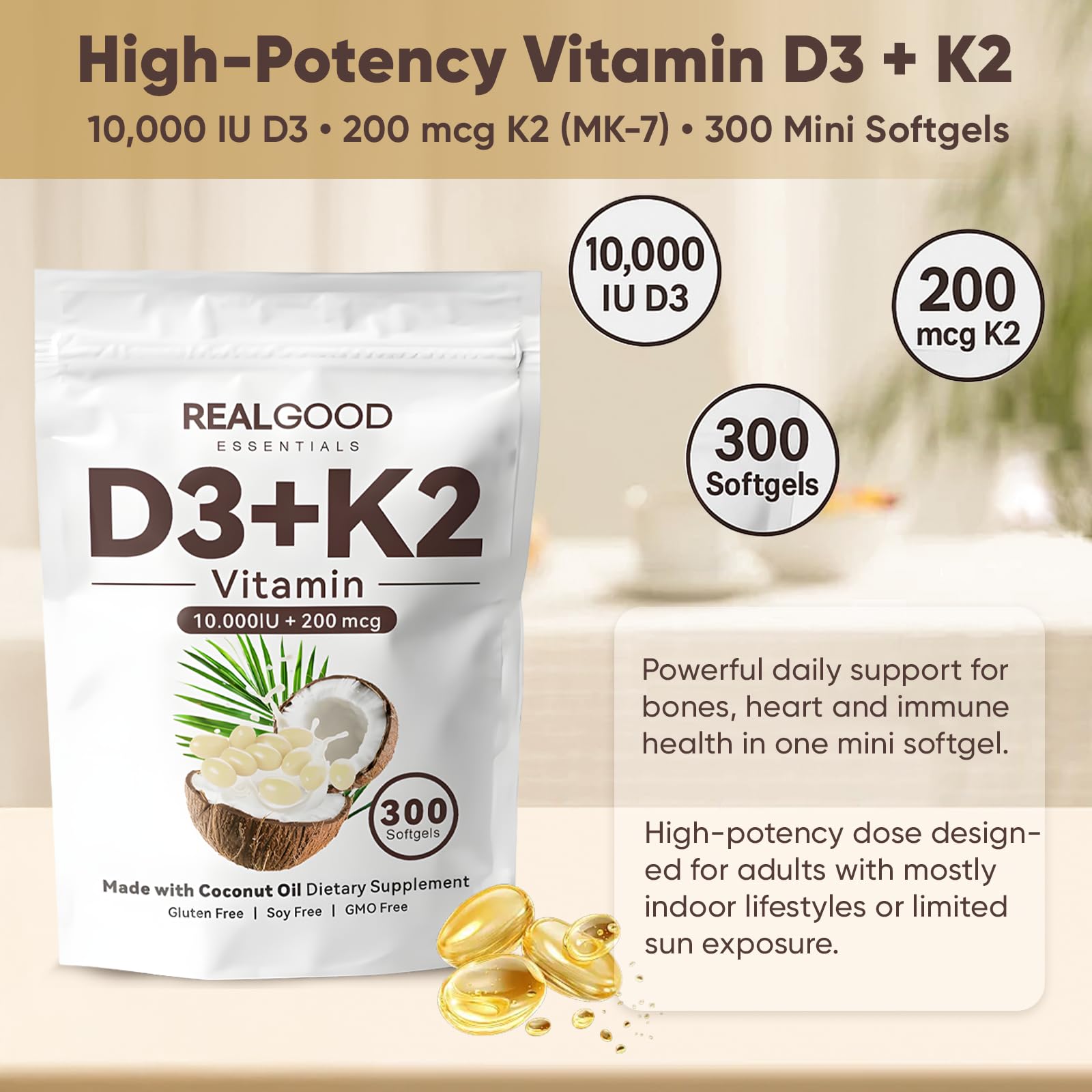 Vitamin K2 and D3 for immunity