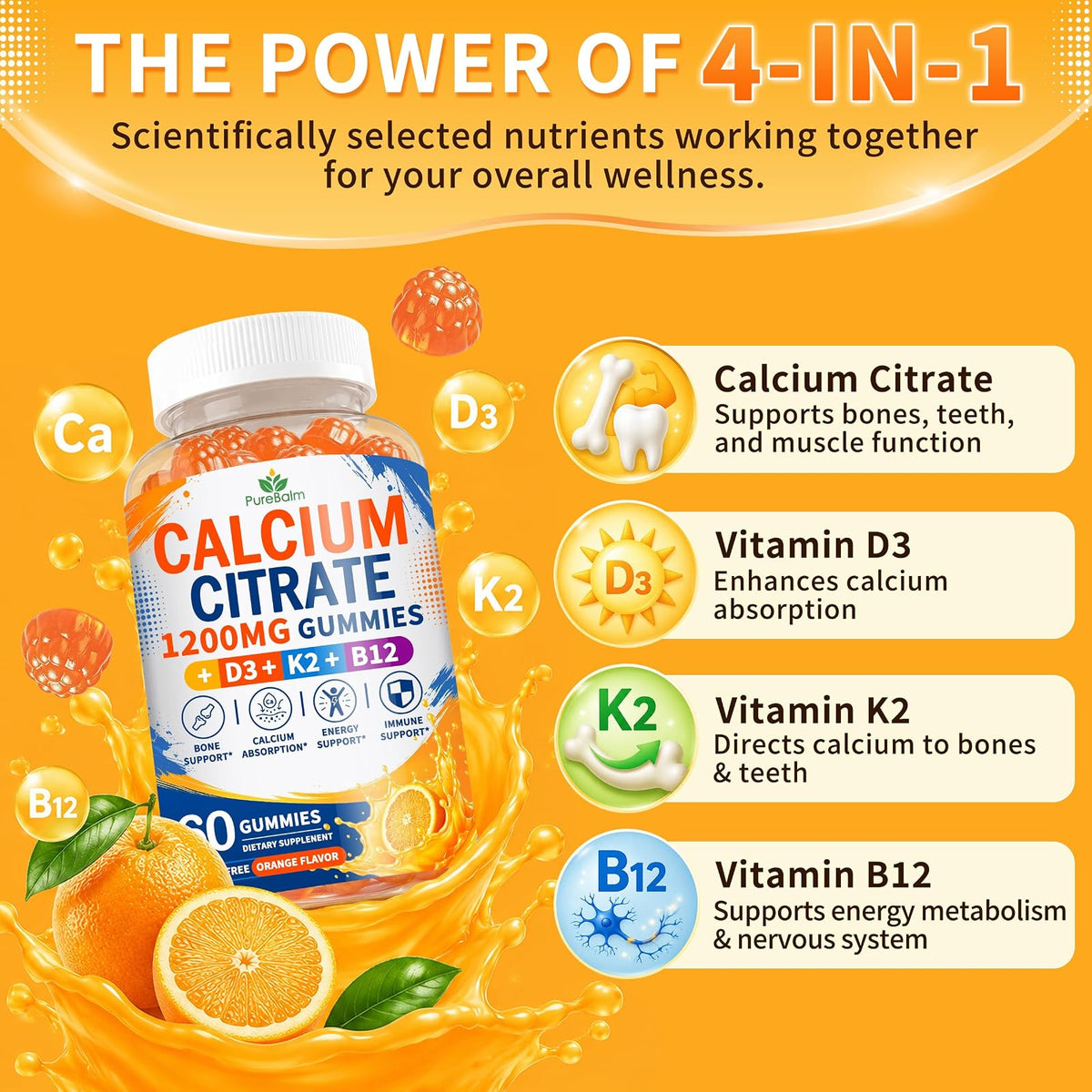 Vitamin K2 enriched calcium citrate gummies