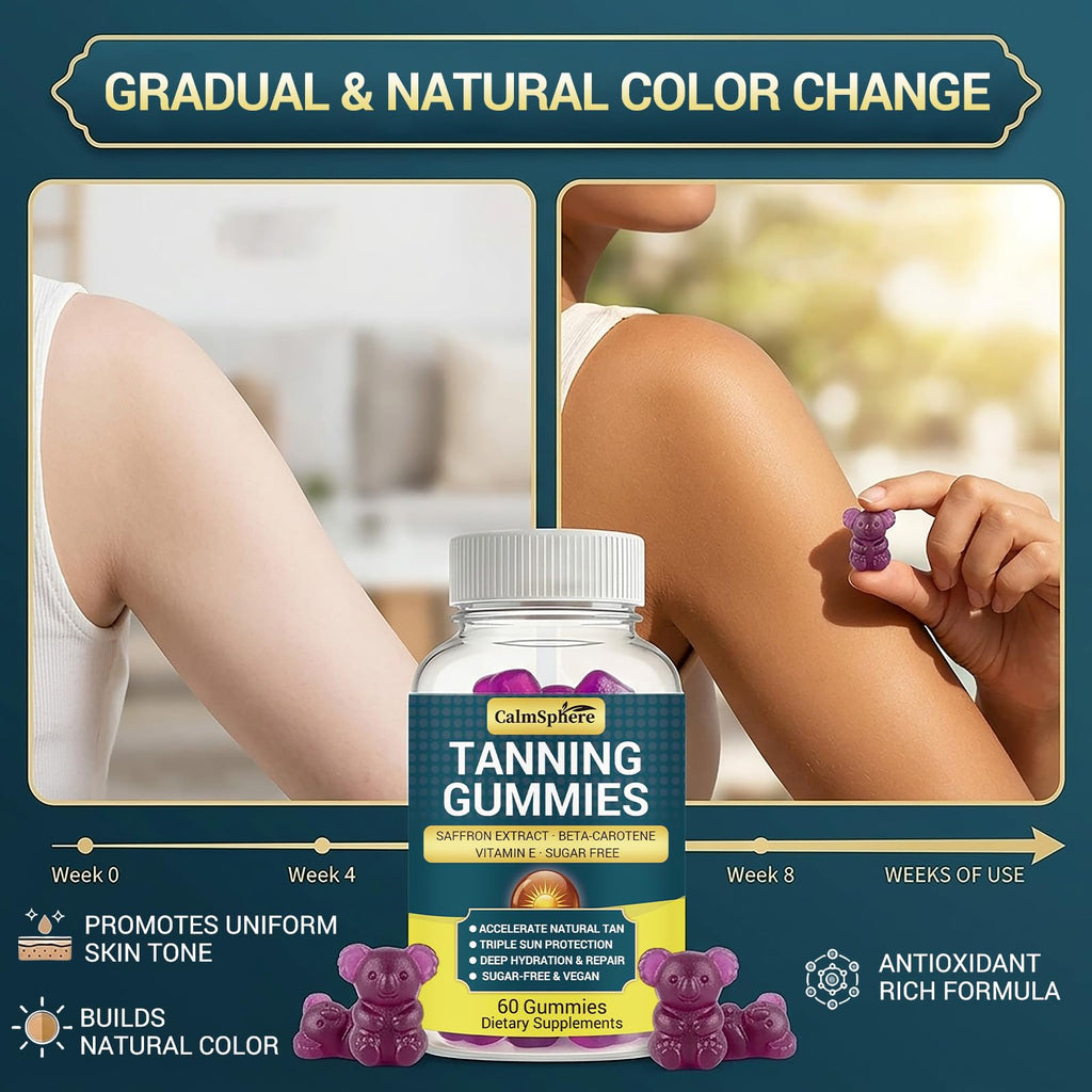 Vitamin-rich gummies for enhanced tanning