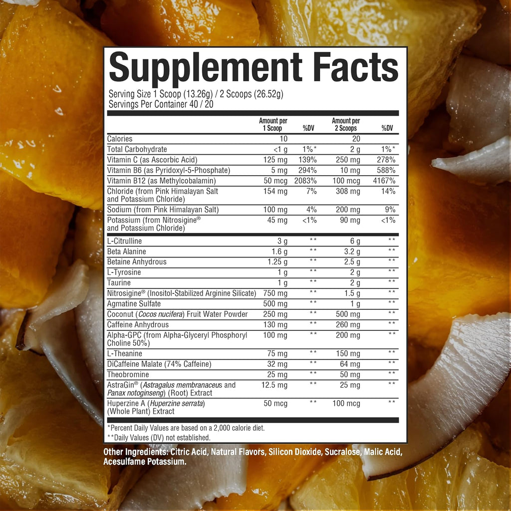 VitaminEsentials pre-workout powder with 40 servings
