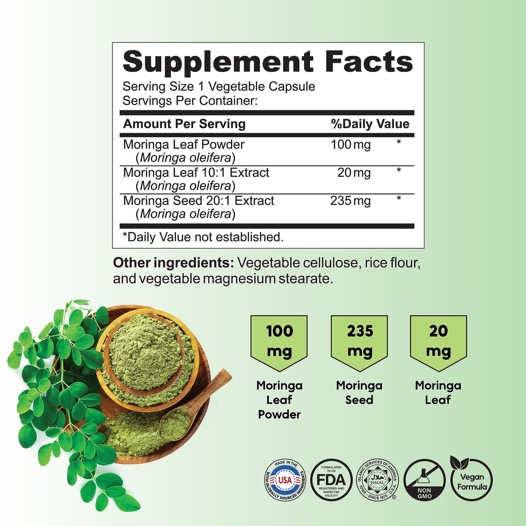 Vitamins and minerals in Moringa capsules