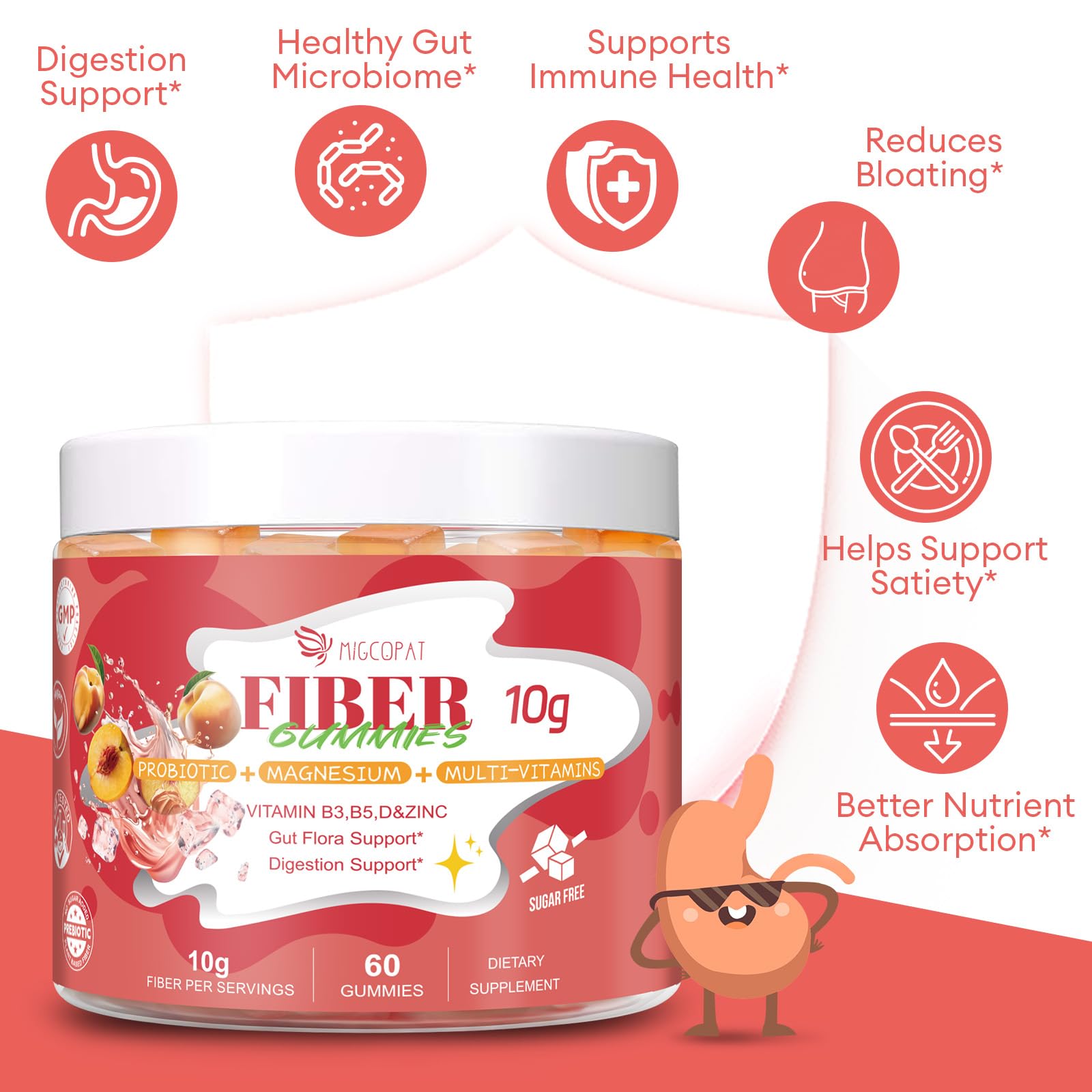 Vitamins C D B3 B5 fiber supplement