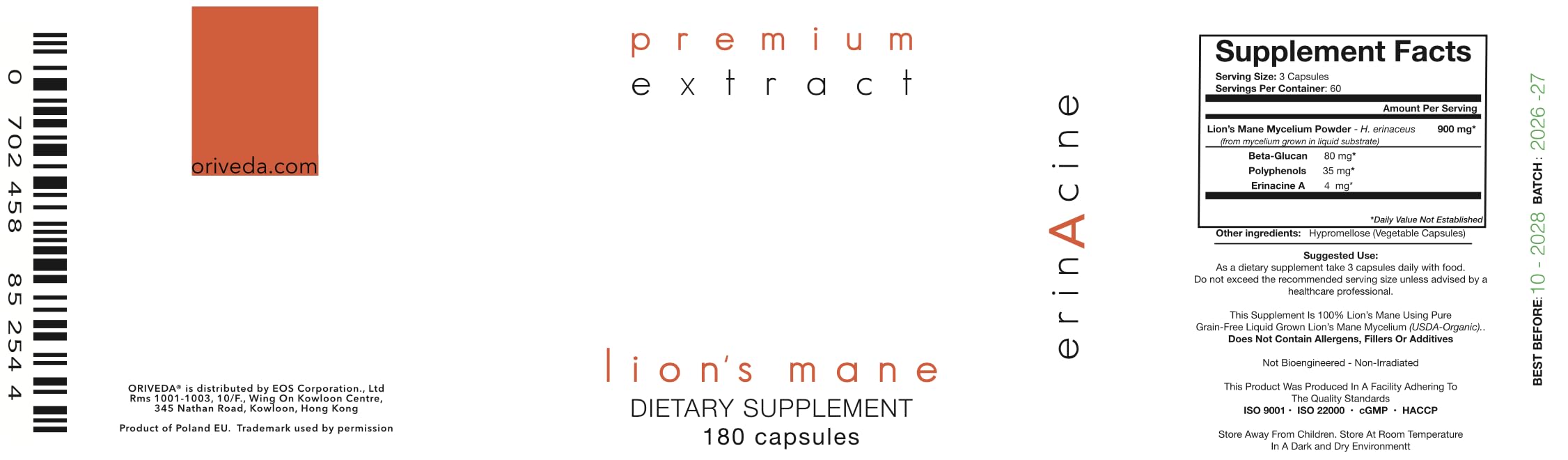 Vitamins from organic mushroom extract
