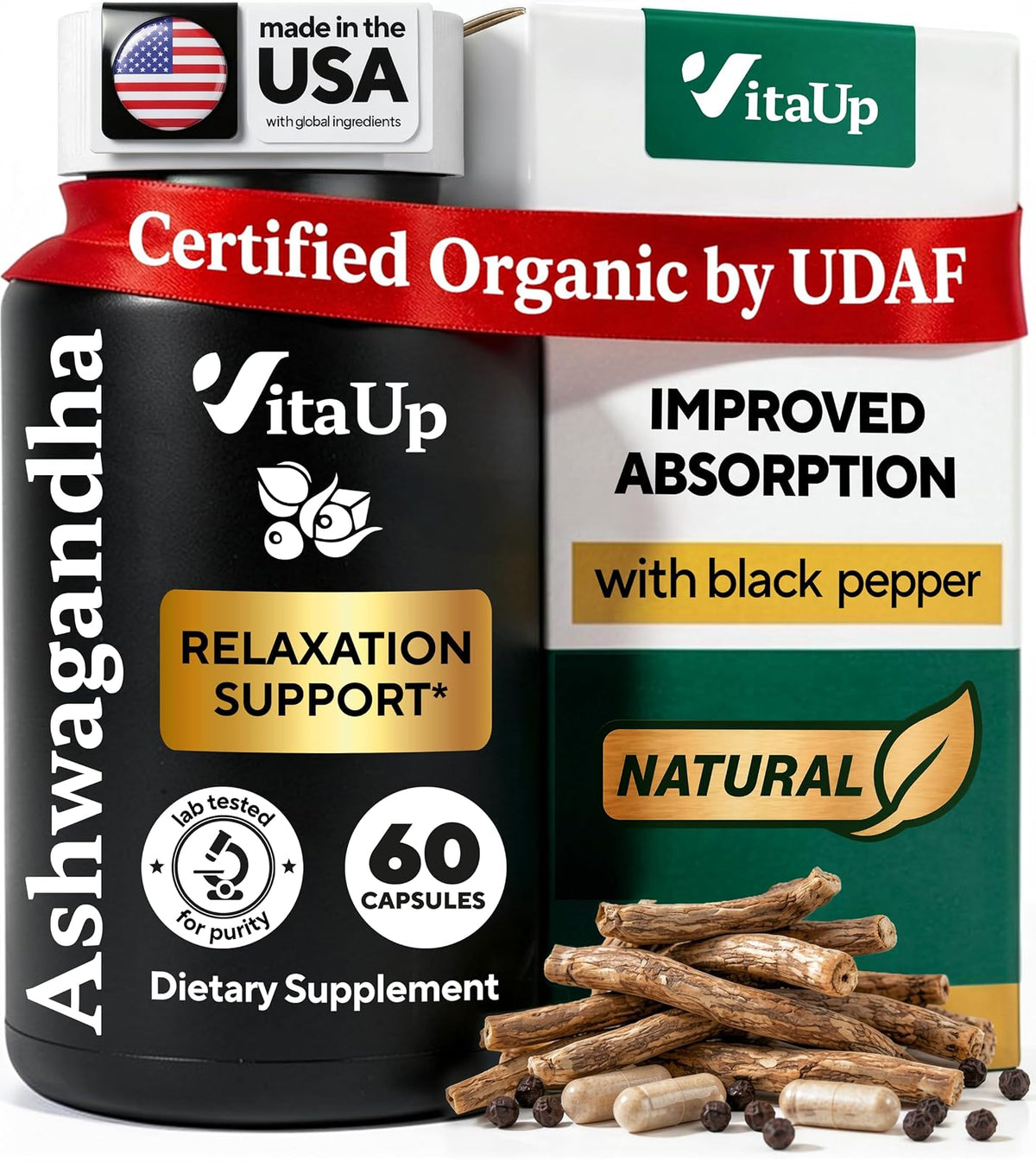 VitaUp ashwagandha capsules for stress relief