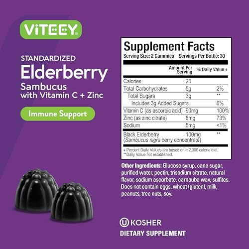Viteey elderberry gummies with zinc
