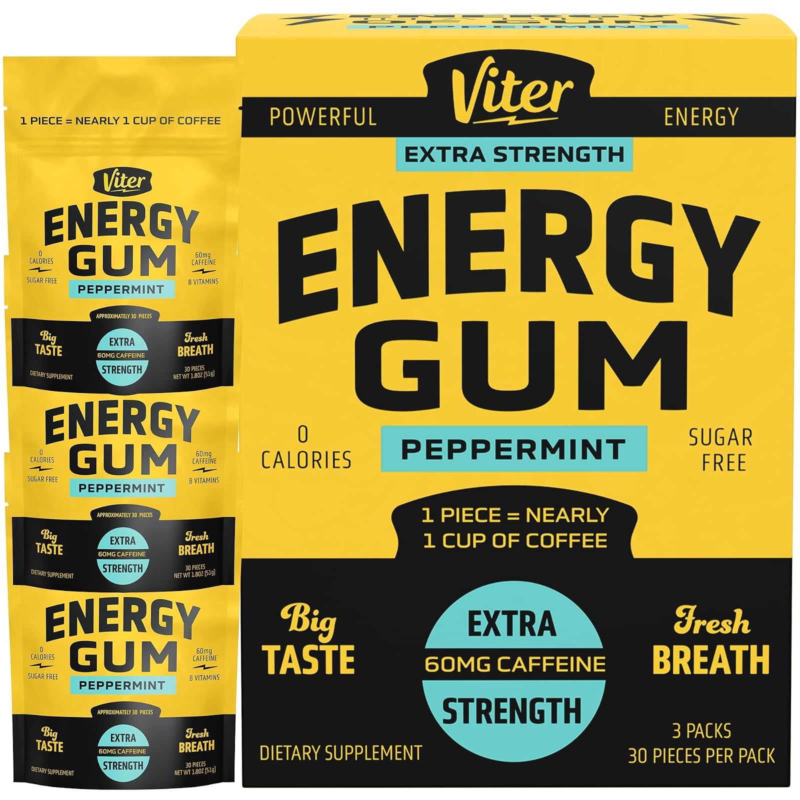 Viter Energy Caffeine Gum peppermint flavour