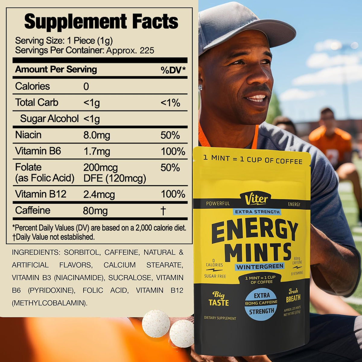 Viter Energy mints with 80 mg caffeine