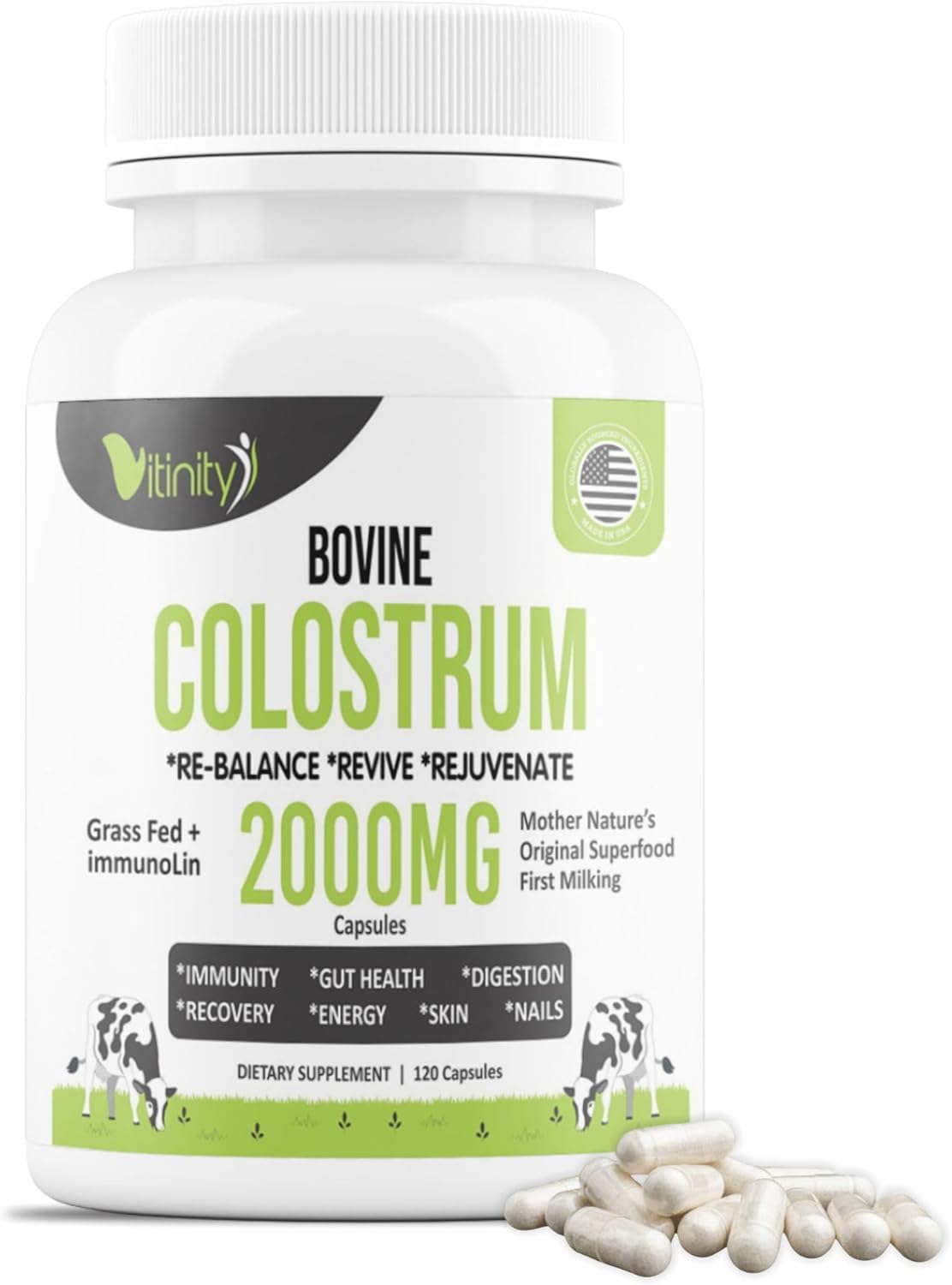 VITINITY colostrum capsules for gut health