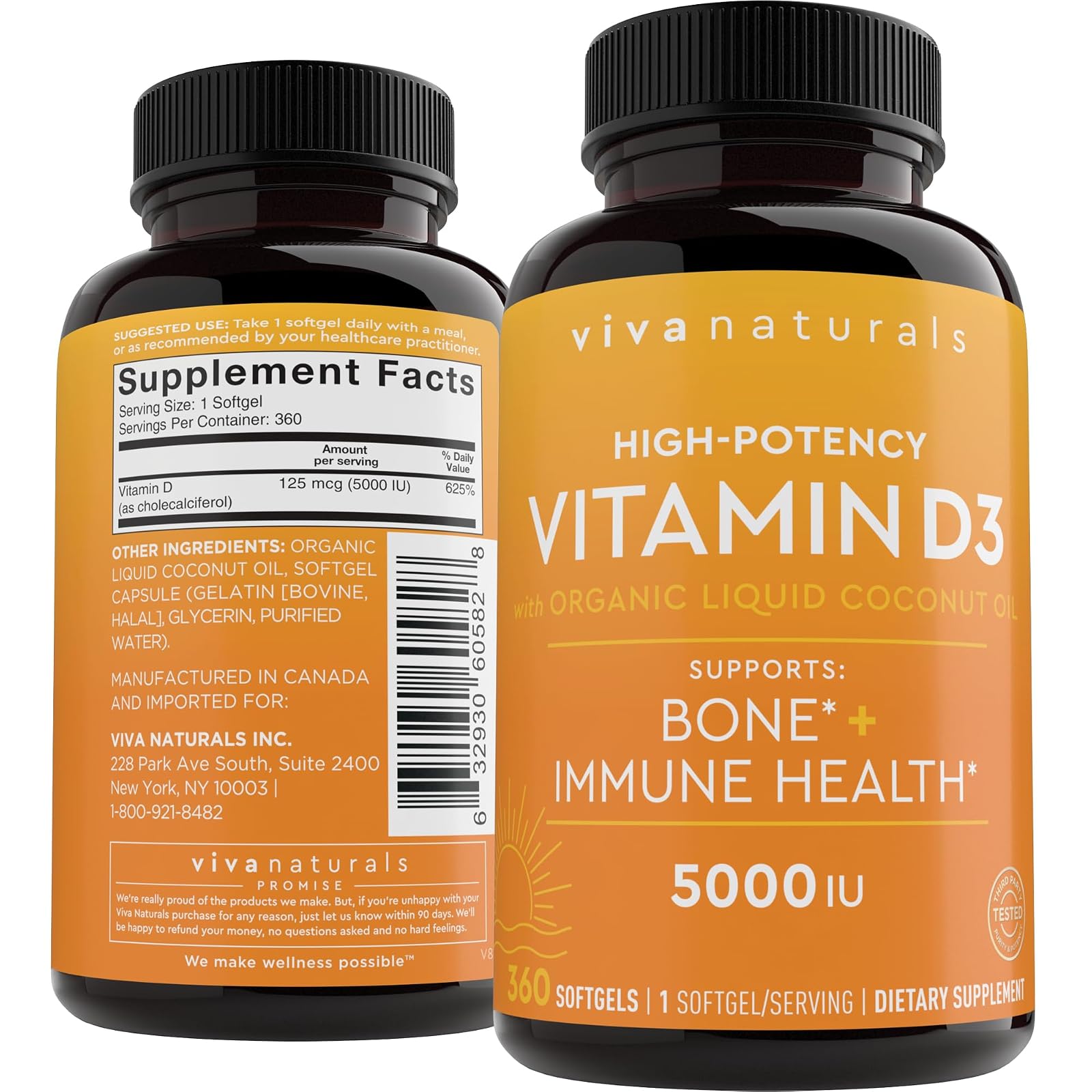 Viva Naturals vitamin D3 5000 IU softgels