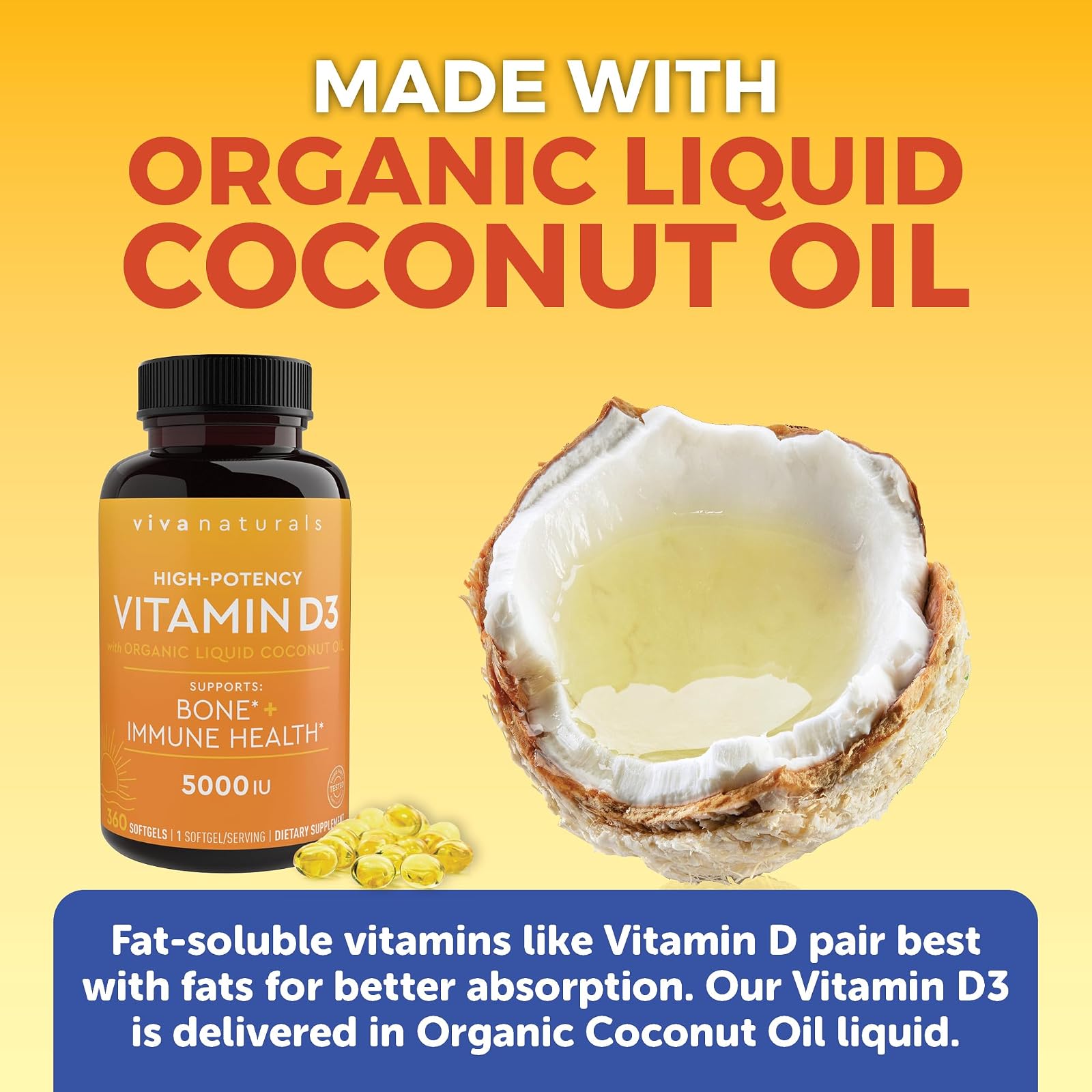 Viva Naturals vitamin D3 supports bone health