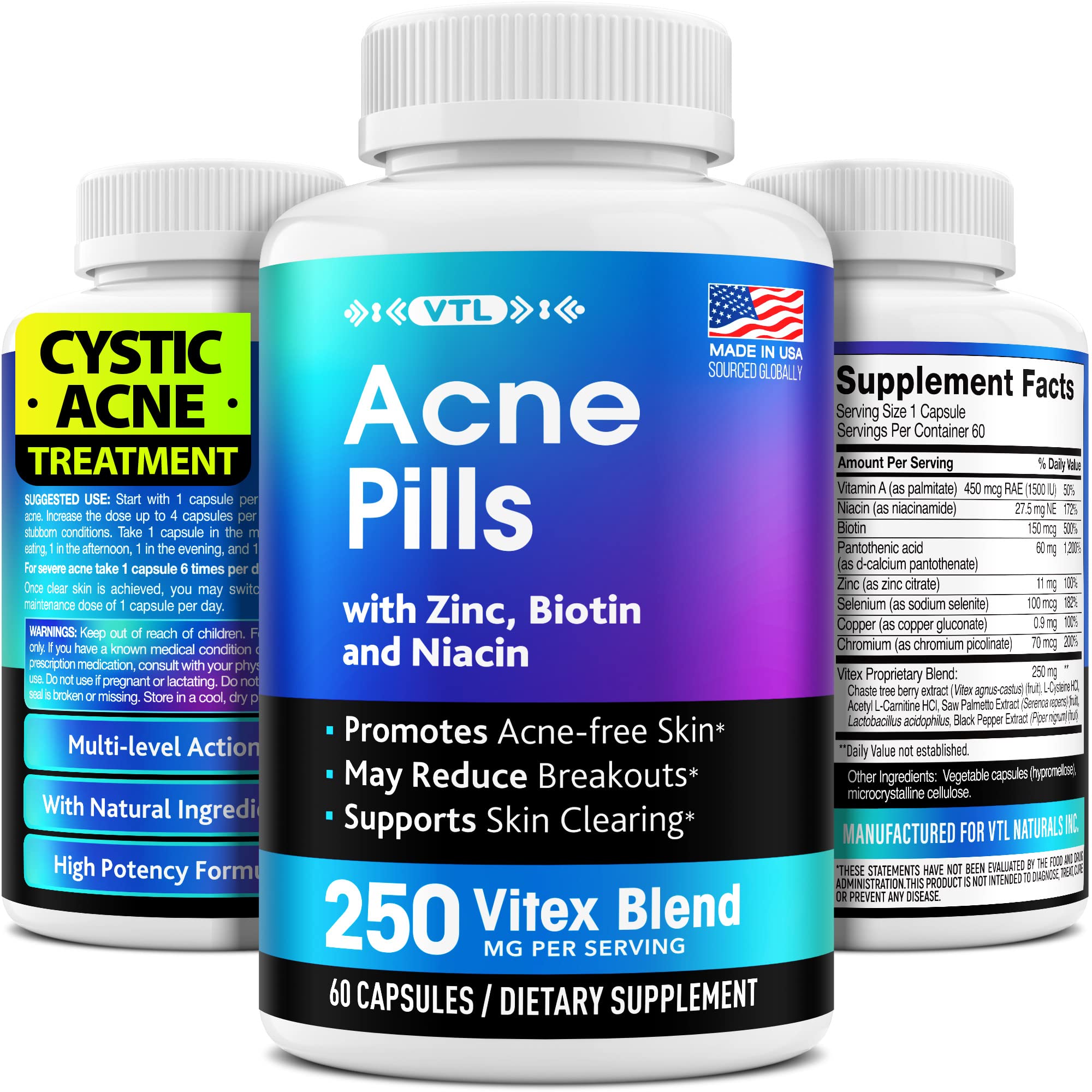 VTL natural acne pills for clear skin