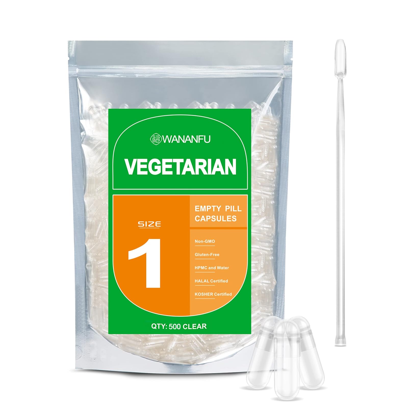 wananfu empty vegetarian capsules 500 count