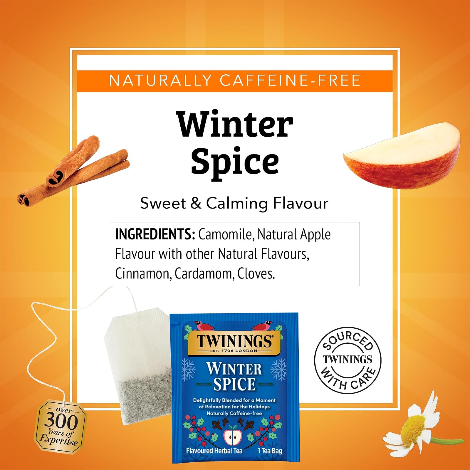 Warm chamomile apple tea for cold nights