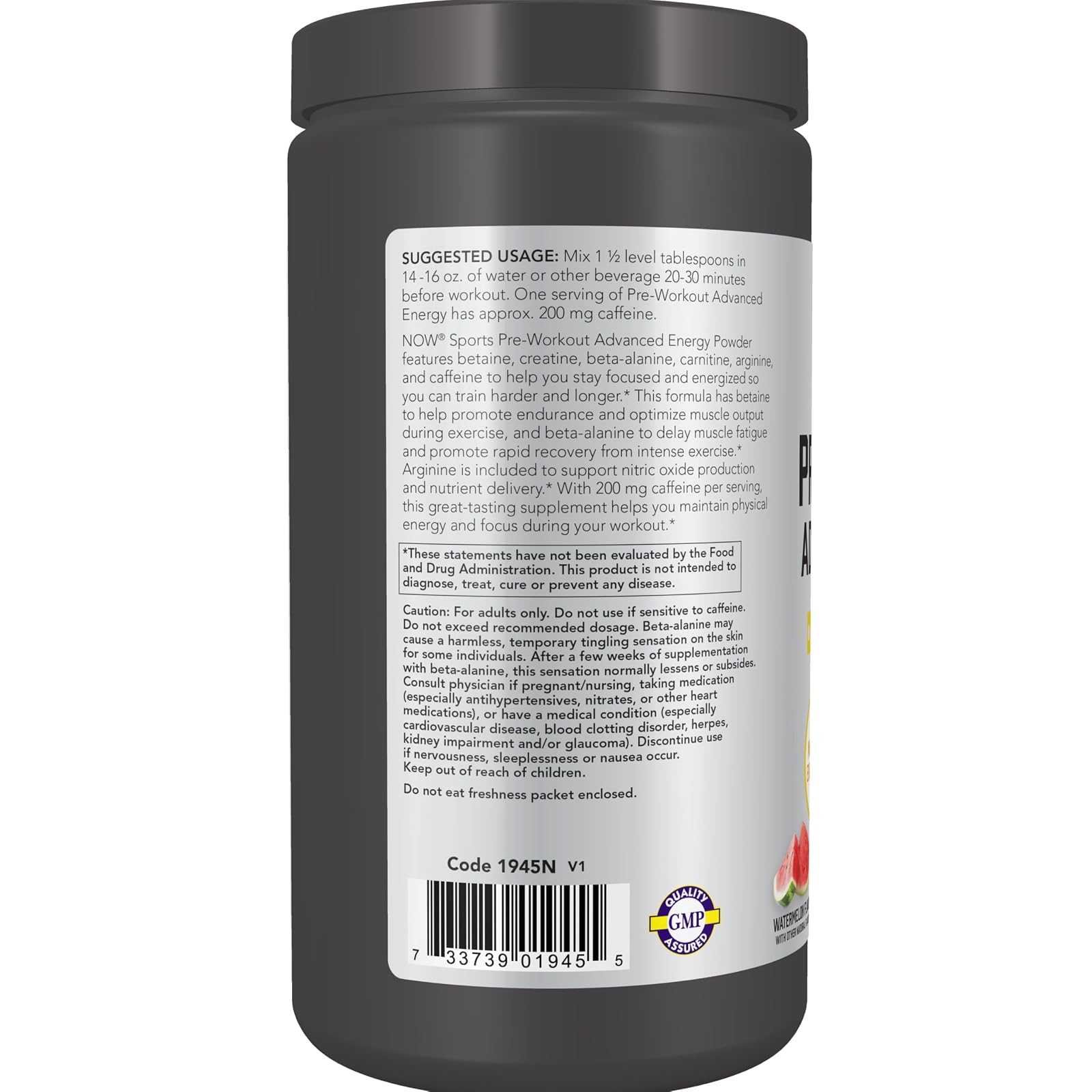 Watermelon flavour pre-workout powder