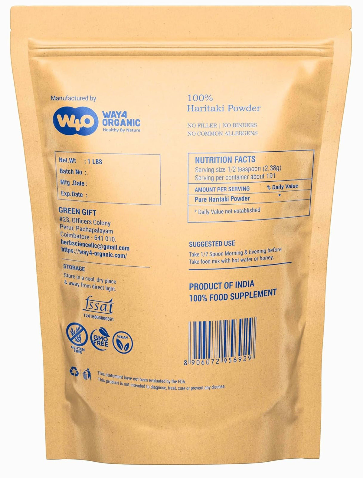 Way4Organic Haritaki for detox support