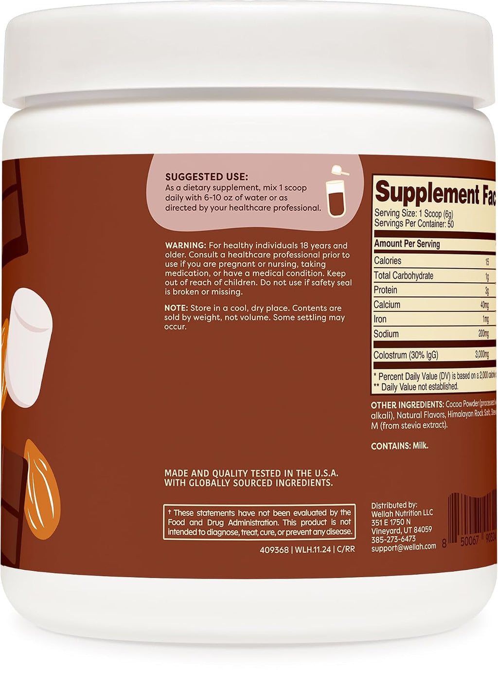 Wellah 50 servings colostrum supplement
