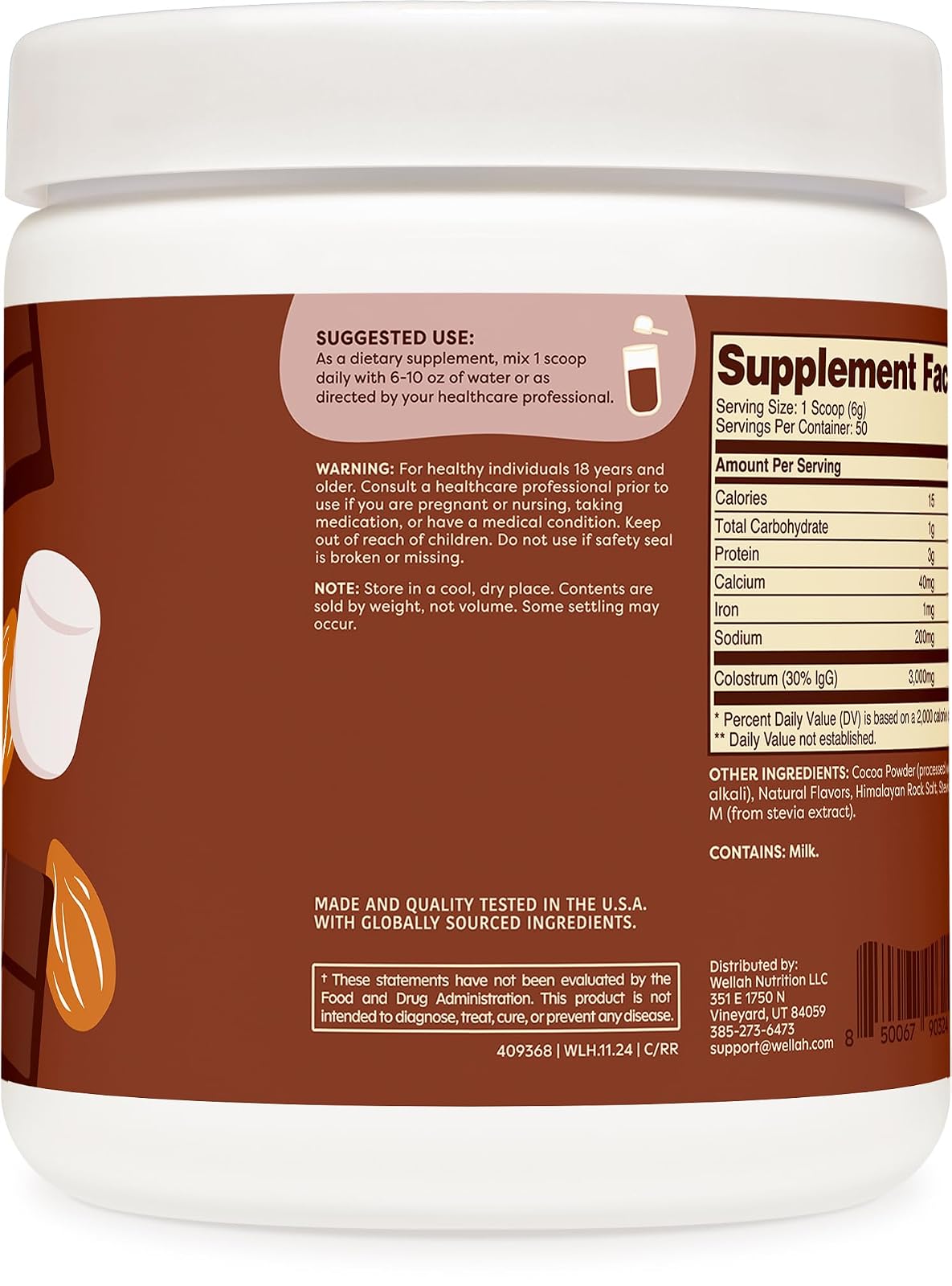Wellah 50 servings colostrum supplement