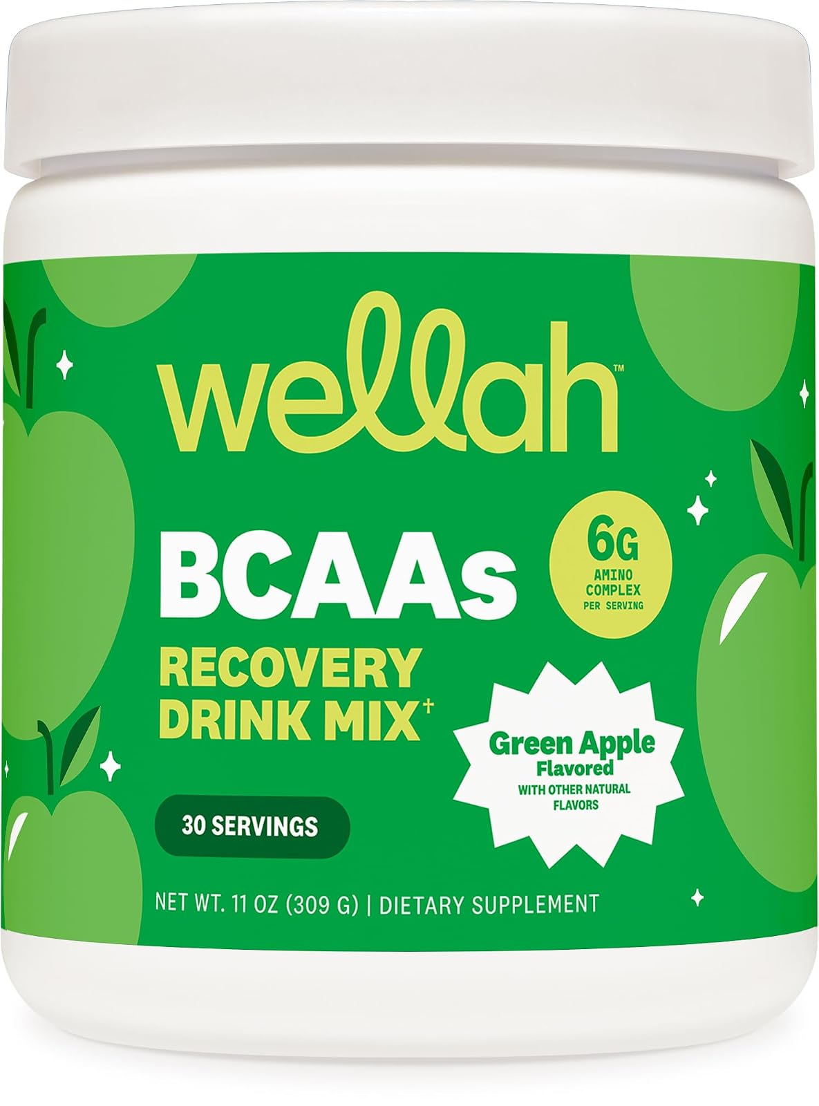 Wellah BCAAs powder green apple flavour