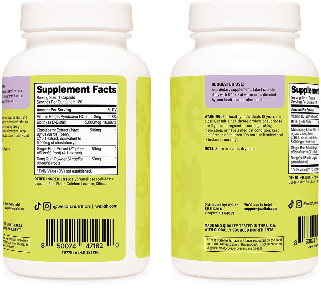 Wellah Chasteberry herbal supplement capsules